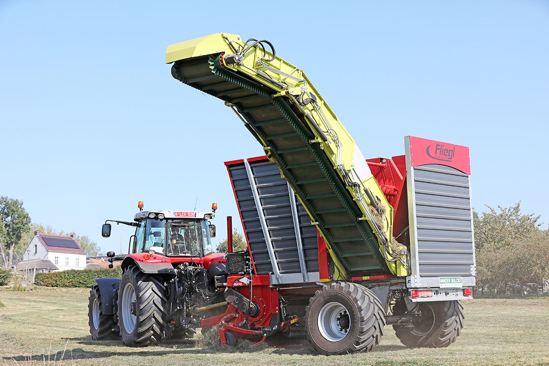 Fliegl Büffel snijdt en laadt gras - Trekker